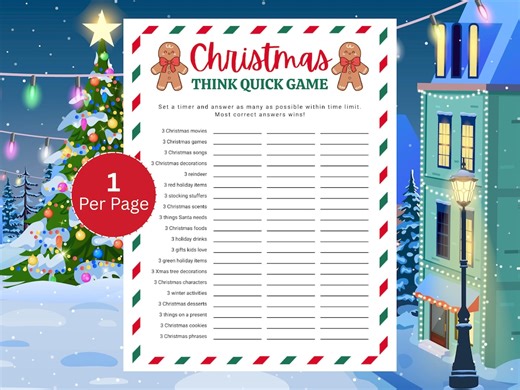 Christmas Think Quick Game, Christmas Think Fast Game for Adults and Kids, Trivia Game, Printable Digital Download - Etsy Canada