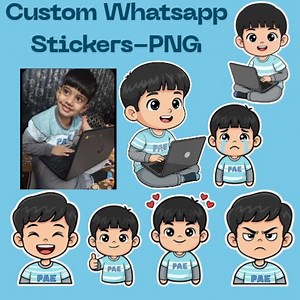 Custom Cartoon Whatsapp Stickers | PNG Chat Stickers | Personalized Face Stickers | Photo to Cartoon | Instant Digital Download - Etsy