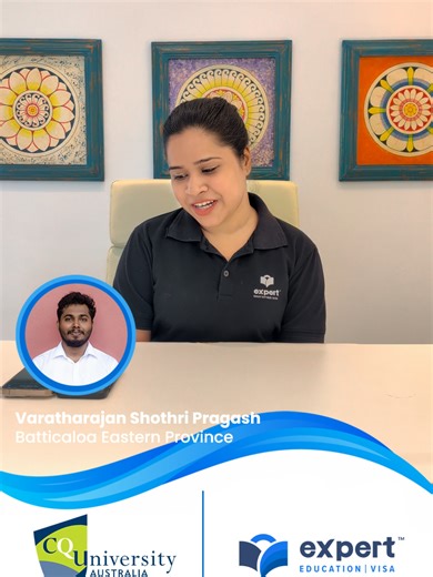 Success after persistence! 🎓✨ VARATHARAJAN SHOTHRI PRAGASH secured his student visa with Expert Education & Visa Services after facing two previous visa refusals. Today, he proudly moves forward to CENTRAL QUEENSLAND UNIVERSITY with a 15% International Merit Scholarship awarded. Proof that the right guidance, strong case handling, and trust can turn challenges into achievements. Your dream is still valid – never give up! 🇦🇺🌏 #ExpertEducation #ExpertVisaServices #VisaSuccess #StudentVisaAustr