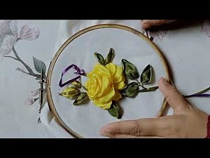 Yellow Rose Ribbon Embroidery Design & Tutorial