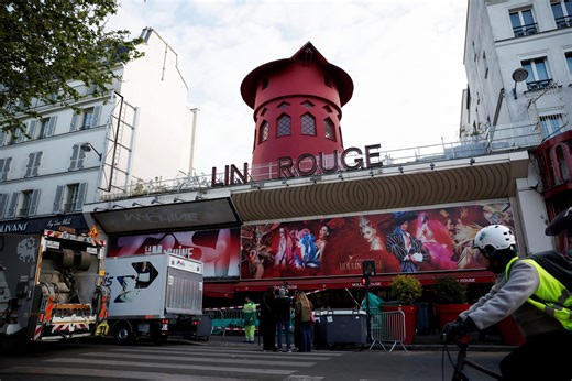 Blades of iconic Moulin Rouge windmill crash onto street in Paris