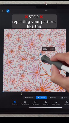 Teela | Digital Art on Instagram: "Once you’ve created your pattern tile, how do you use it? The first clip might look familiar – scale down, tile, repeat until you can finally see your repeating pattern in full...then place it wherever you need it. You’ve already spent time making a beautiful pattern tile, actually *using* it shouldn’t feel long, frustrating or plagued with hairline worries 😫 ✨ That’s where pattern combo brushes come in. ✨ Instead of tiling and hoping everything lines up *just