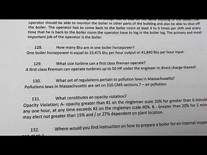 Boiler operator license test exam questions and answers FQA fireman engineer air compressor opacity