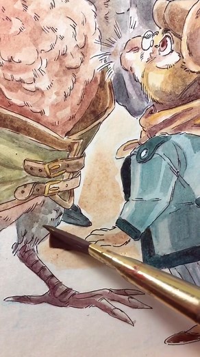 Jolly Robin Watercolor Art - Fall Theme