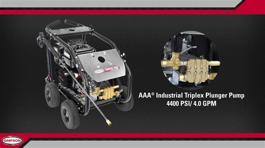 SIMPSON 4400 PSI 4.0 GPM Gas Pressure Washer with AAA Triplex Pump and Roll Cage, Heavy-Duty Cold Water Commercial Power Washer SW4440SCBDM