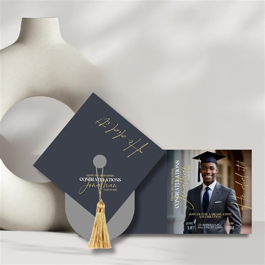 Custom Graduation Cap Invitation 2025, Personalized School Colors Grad Invite, Editable Graduation Party Template, Class of 2025 Celebration - Etsy