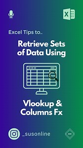 Excel Tips for Retrieving Sets of Data Using Nested Vlookup and Columns Function! 🧑‍💻🔎 Download Practice Sheet From Bio 📩 Ish Excel Tutorial mei sikhenge ki Kaise ek baar formula use karke data ko retrieve karte hai, vlookup aur Columns function ki madad se. Koi sawal ho to comment mei puchai. 💬 #excel #exceltips #exceltricks #dataentry #accounting #exceltipsandtricks #finance #dataentry #dataanalyst #exceltutorial #spreadsheets #exceltraining #workfromhome #wfh #learnexcel #susonline | SUS