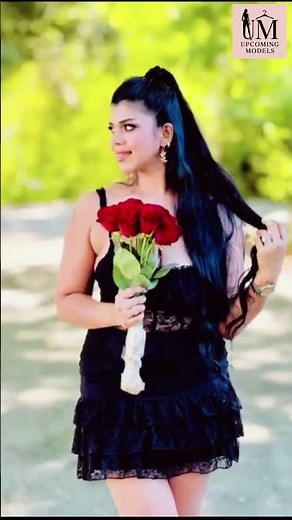 Romantic Garden Photoshoot with Roses 🌹 | Stunning Model in Black Dress Fashion & Beauty Vibes 2025