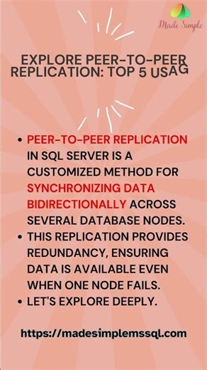 Peer-To-Peer Replication #sql #sqlserver #education | Made Simple MSSQL