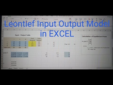 Leontief Input Output Model In EXCEL / Complete Solution to a Problem
