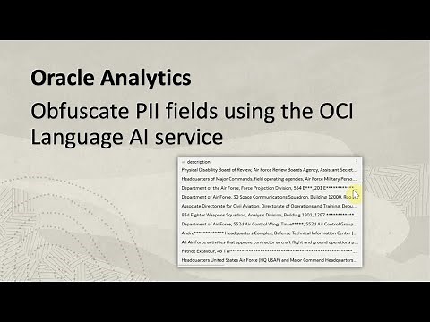 Obfuscate Personal Information Data with OCI AI Language in Oracle Analytics