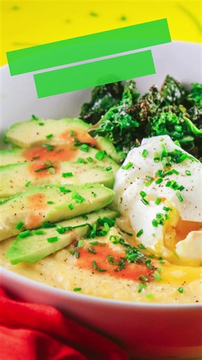 We love this savory breakfast power bowl! With a base of cheesy grits, this bowl gains additional health benefits from the blistered kale, grape tomatoes, protein-rich egg, and potassium-filled avocado. Finish it off with a dash of hot sauce and a sprinkle of chives for a bold start to the day. Get our recipe here: http://ow.ly/ZcWf30sSaAf | Chef Darins Kitchen Table - Hands-on Cooking Classes & Kitchen Store