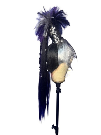 Purple & Silver Cyberpunk Mohawk Wig – Braided, Long Straight, Cosplay Festival Hair - Etsy