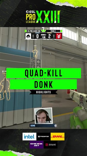 Donk with a Quad-Kill 🔥 #ESL #gaming #cs2 #esports #eslproleague23 | donk
