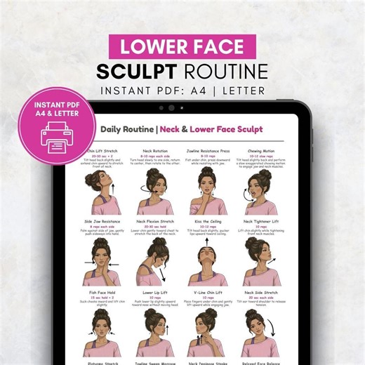 Neck & Lower Face Exercises | Jawline Exercises Chart | Neck Exercises for Women | Face and Neck Workout Poster | Printable Exercise PDF - Etsy