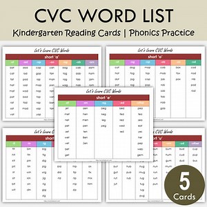 CVC Word List Printable | Short Vowel A-E-I-O-U Words for Phonics Practice, T195