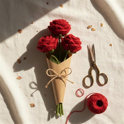 Crochet Rose Pattern, Crochet Rose Tutorial, Crochet Flower Rose Pattern With Leaves, Small Crochet Rose Pattern,crochet Flower Pattern Rose - Etsy