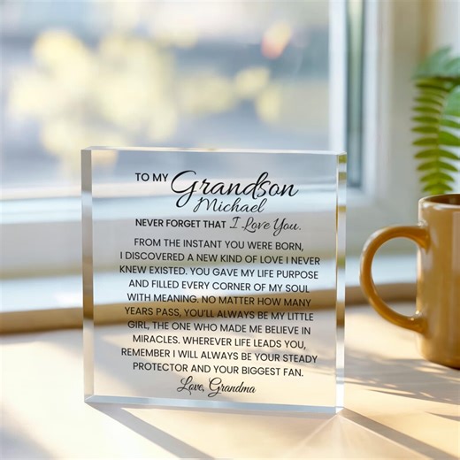 Grandson Personalized Plaque Gift for Grandson Birthday Present From Grandma to Grandson Graduation Gift Memory Keepsake LED Nightlight Gift - Etsy