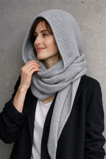 Sophie Hooded Scarf Knitting Pattern PDF Easy Garter Stitch Hooded Shawl Winter Accessory Instant Download - Etsy