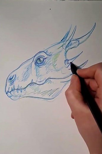 Basic Dragon Sketch In rainbow pencils