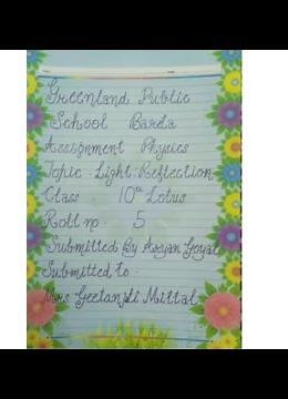 Class 10 Science Physics Project file on Topic Light: Reflection