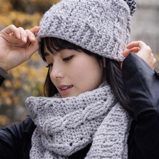 Crochet Cable Hat and Scarf Set Pattern PDF, Textured Crochet Beanie - Etsy