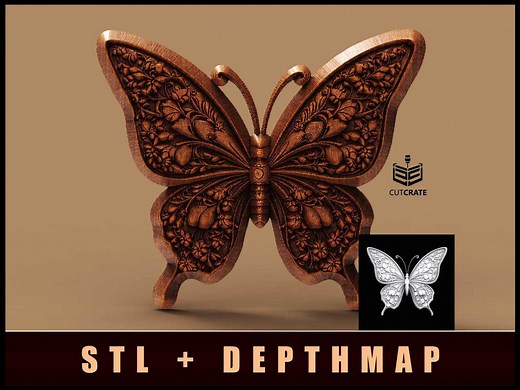 Butterfly - 3D STL Model for CNC, Depthmap for Laser Engraver, CNC Files - Etsy