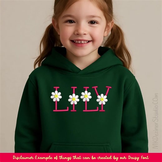Daisy Floral Embroidery Font Digital Files Format BX Pes Dst Digitized Alphabet, A-Z Flower, Alphabet Embroidery Designs, 6 Sizes - Etsy
