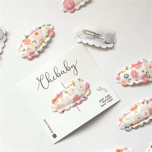 Scalloped Edge Snap Clips • Minimalist Floral Scalloped Barrette - Etsy