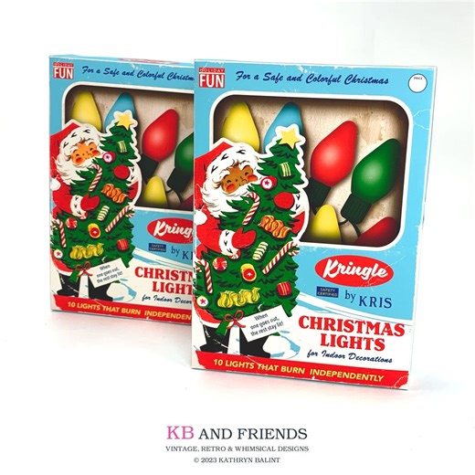 Retro Style Santa Christmas Lights Box: Printable Candy Gift Box (digital Download) - Etsy