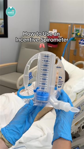 How to Use an Incentive Spirometer 🫁 Did you know that this is a VERY commonly confused teaching topic? BUT it’s also one of the most important things to know how to use & educate your patients on! KEY POINTS: ✅ Patient should exhale, place mouth on mouthpiece, and INHALE slowly ❌ Patients should not blow out/exhale into the spirometer ✅ Educate on expanding the lungs slowly & keeping the ball within the indicator (control of breath > height of indicator) ❌ The goal is not to inhale quickly and