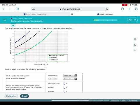 ALEKS: Relating vapor pressure to vaporization