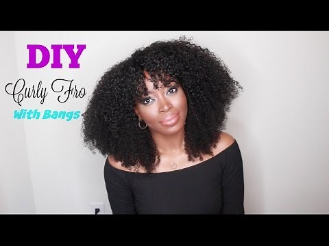 How to DIY: Kinky CURLY FRO WITH BANGS WIG TUTORIAL : PRIVATESTOCKHAIR | Cut and Shape Hair