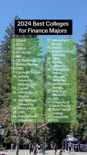 2024 Best Colleges for Finance Majors #upenn #financemajor #nyu #umich #ucberkeley