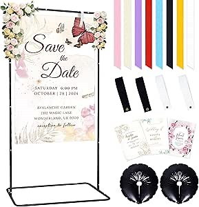 Wedding Sign Holder 68”x32”x16” Black Metal Welcome to Our Wedding Sign Holder for Seating Charts Floor Easel Stand to Welcome Guests Heavy Duty Easel Stand for Reception Signs Poster Display
