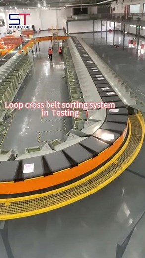 Loop cross belt sorting system in testing