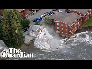 Drone footage shows moment house collapses into river in Alaska, US