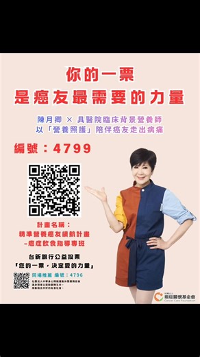 2.3K views · 37 reactions | 【您的一票=癌友的希望】 不用捐款，只要投票就可以幫助癌友獲得專業營養支持。...