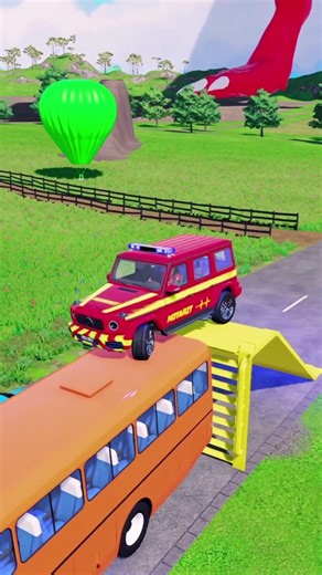 Double Flatbed Trailer Truck vs speedbumps |Police car vs speedbumps | Beamng Drive | #27