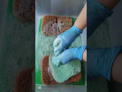 ASMR I Toilet bowl tablet soaked in Dettol 🤎💚🌲🧽💦