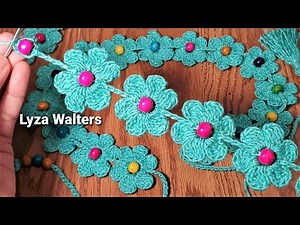 Crochet Chain of Flowers with Beads Easy | Accessories Idea