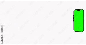 4k smartphone moving left to right with 3d view animated green screen white background