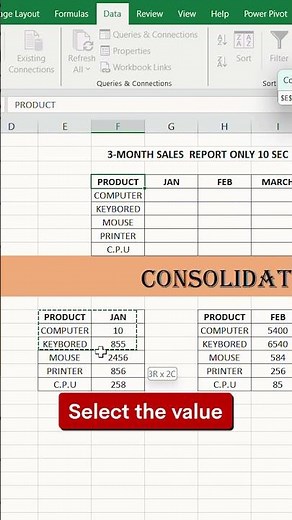Data Consolidation in Excel 🔄 | Combine Sheets in Seconds! #ExcelShorts
