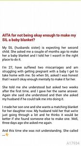 😹 AITA for 🐗 not being 🐤 okay 💁 enough to make my SIL a baby blanket? #storytellers #storyvibes #lifechoices | Story Time