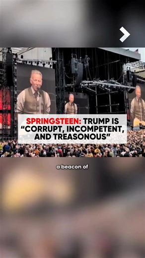 431K views · 10K reactions | Bruce Springsteen had some choice words for Donald Trump's "corrupt, incompetent, and treasonous administration," at his show in Liverpool. "Stand with us against authoritarianism, and let freedom ring!" the musician added. | NextGen America | Facebook
