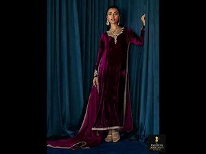 winter dress collection 2025/velvet suit designs 2025/plain dresses with embroidery