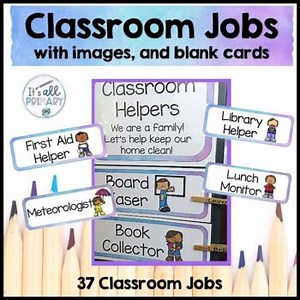 Classroom Jobs Helpers Chart With Visual Cards - Classroom Management
