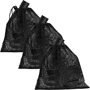 3 Pcs 19.6"x 23.6" Pump Barrier Bag, Pond Pump Filter Bag with Drawstring, Large Pond Filter Media Bags Black Pump Mesh Bag for Outdoor Water Pond Biological Filters