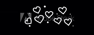 Animated Heart Sticker Pack: Fire Heart, Round Frame, Crown, Shimmering Hearts. Cute Kids Sticker in Doodle Style Isolated on Black. Hand-Drawn Loop 4K Video on Transparent Background, Alpha Channel.