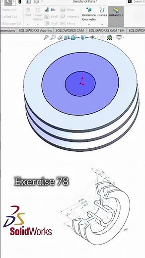 Solidworks tutorial exercise || autocad tutorial for beginners #cad #solidworks #3d #autocad